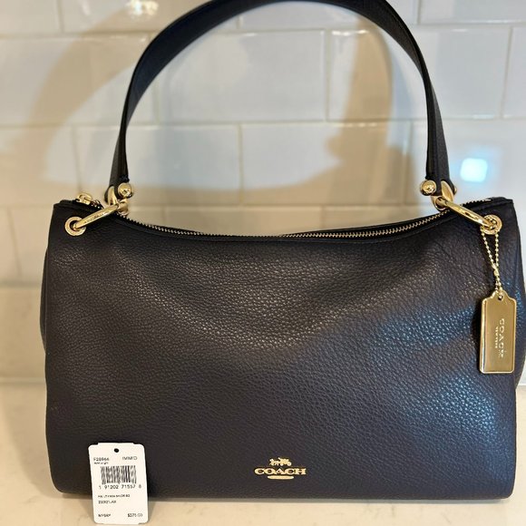 Coach | Bags | Coach Pebbled Leather Mia Shoulder Bag Midnight Dark ...